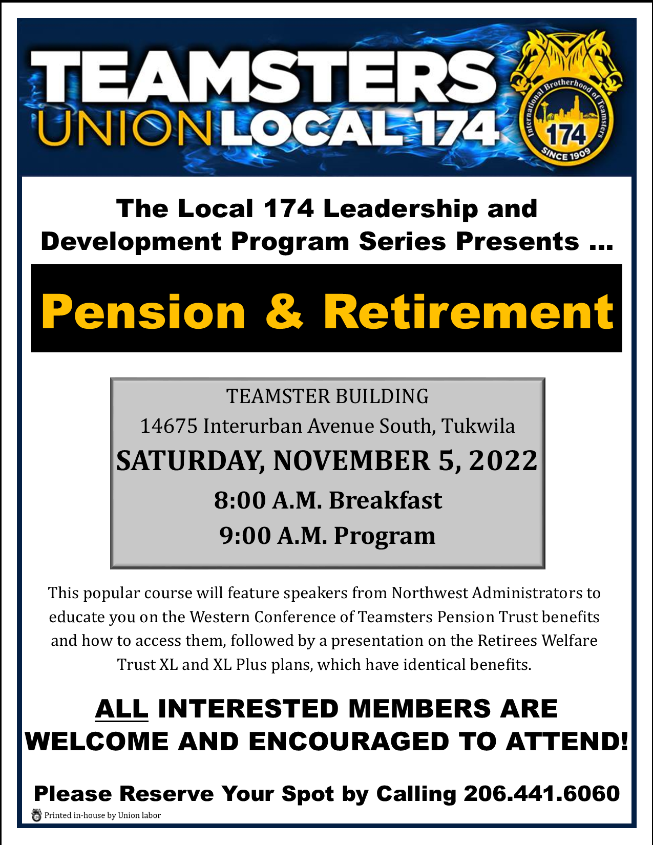 Pension and Retirement Training: November 5, 2022 | Teamsters Local ...